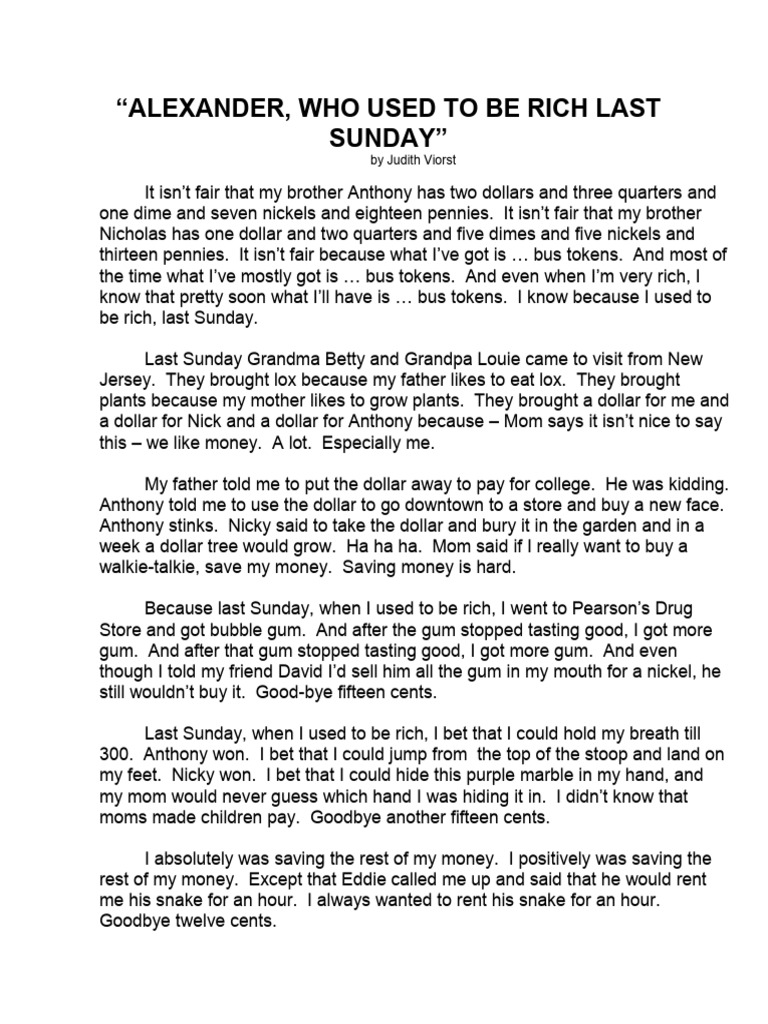 Alexander Who Used To Be Rich Last Sunday 2 | PDF
