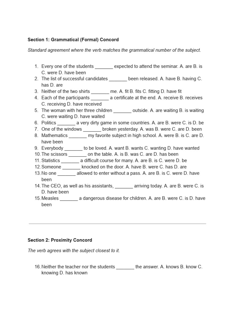 Concord Grammatical Proximity | PDF | Grammar | Syntax