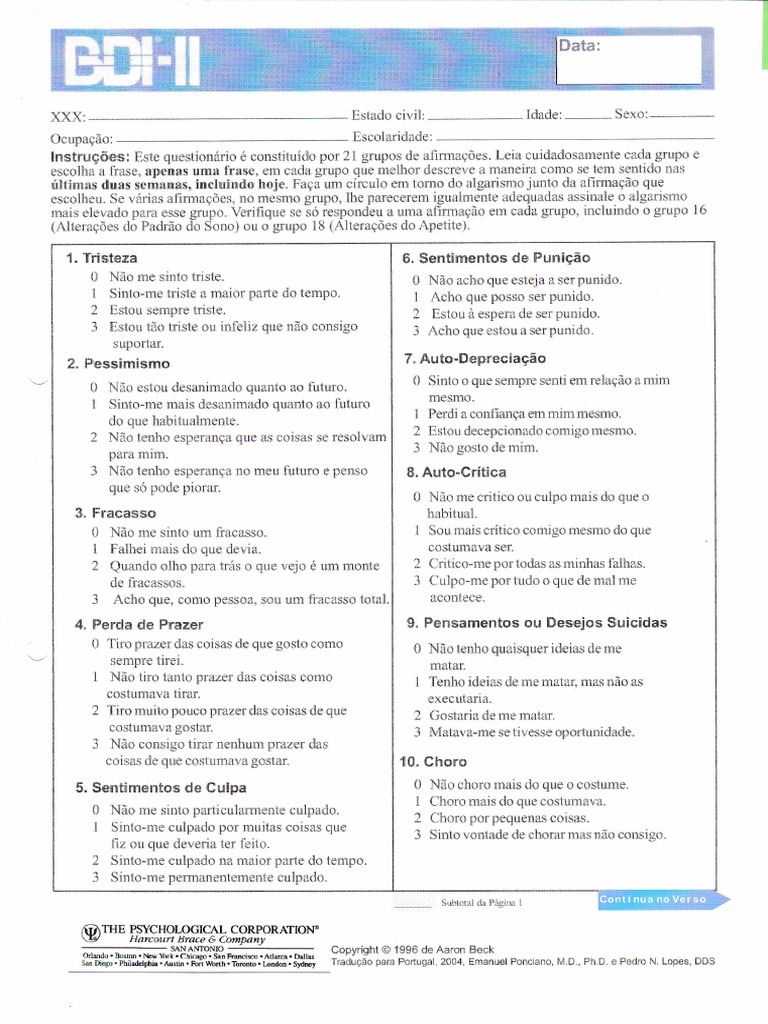 Bdi II | PDF