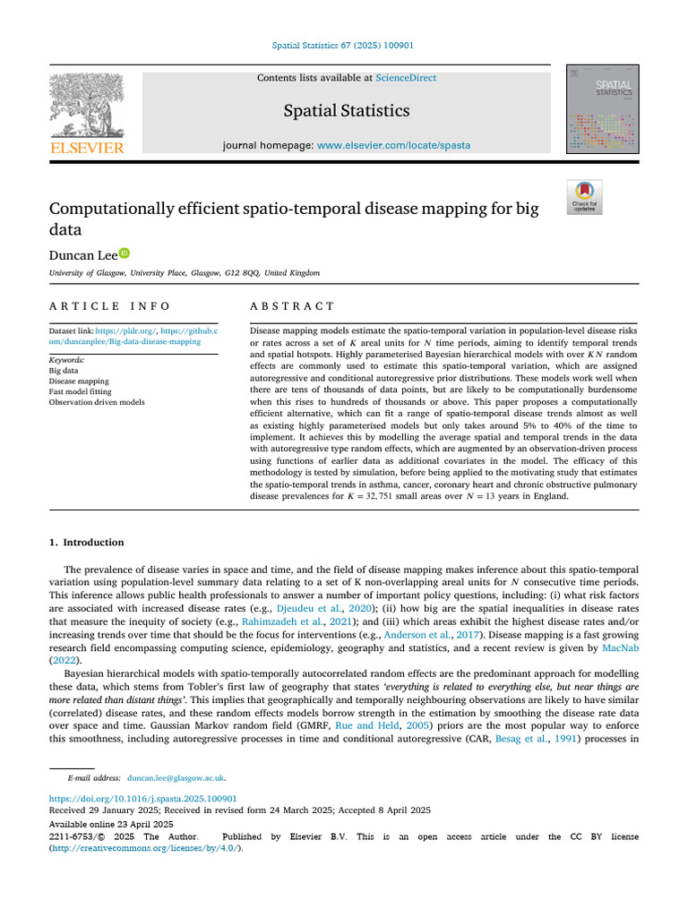 Computationally Efficient Spatio-Temporal Disease Mapping For Big Data ...