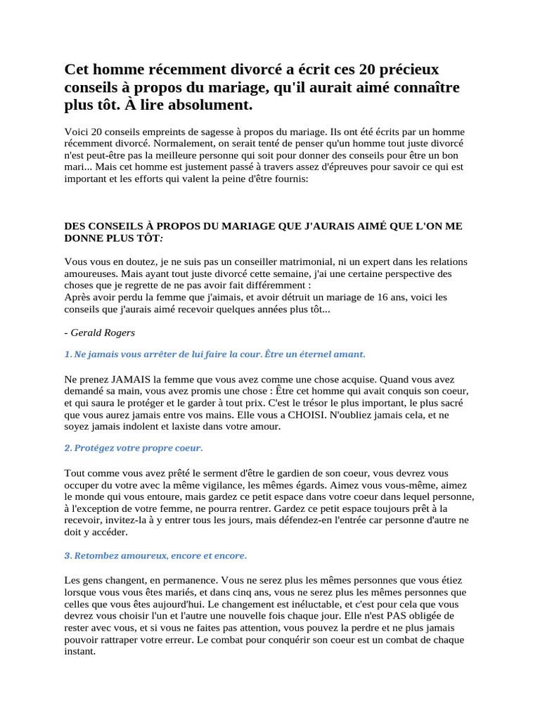 20 Conseils À Propos Du Mariage | PDF | Amour | Mariage