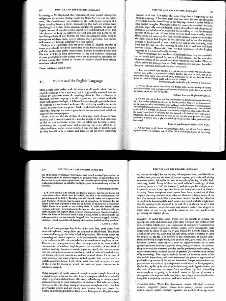 1. Politics and the English Language - Orwell | PDF