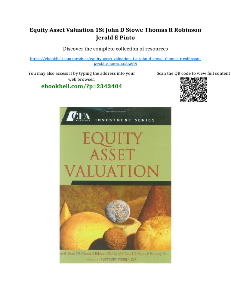 Equity Asset Valuation 1st John D Stowe Thomas R Robinson Jerald E ...