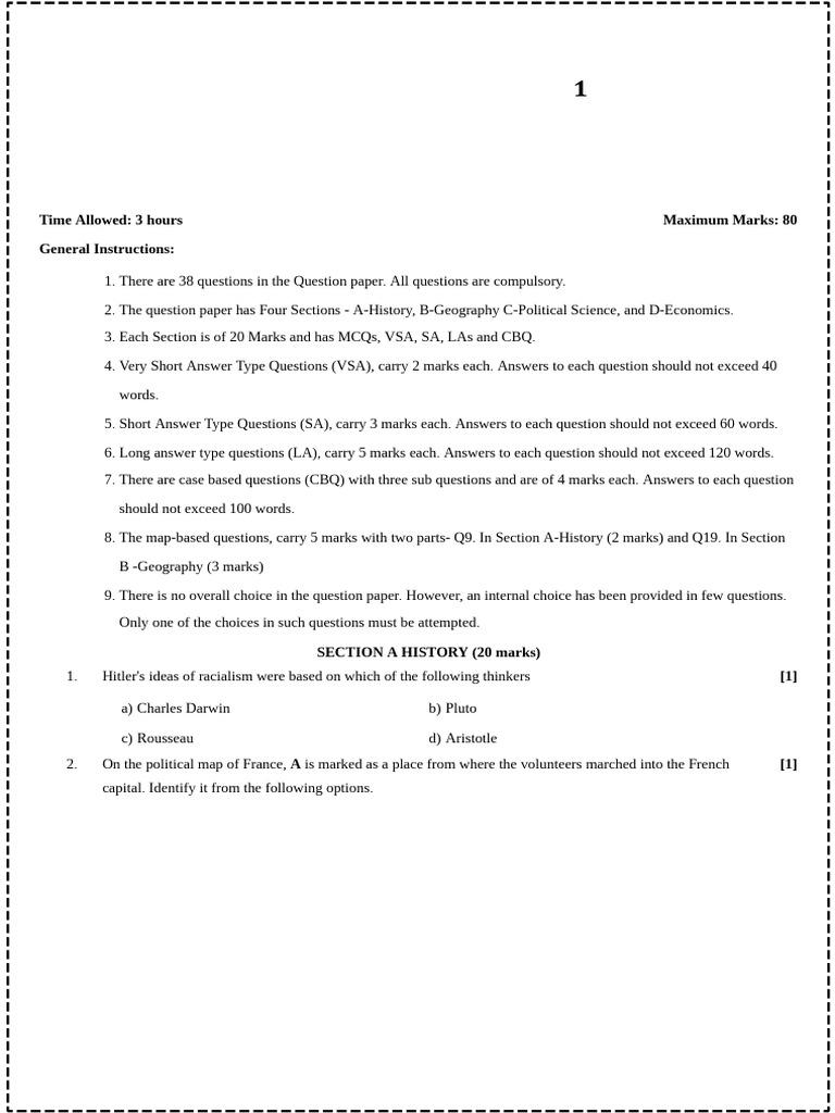 Annual Exam Sample Paper Ix SSC 2025-26 | PDF