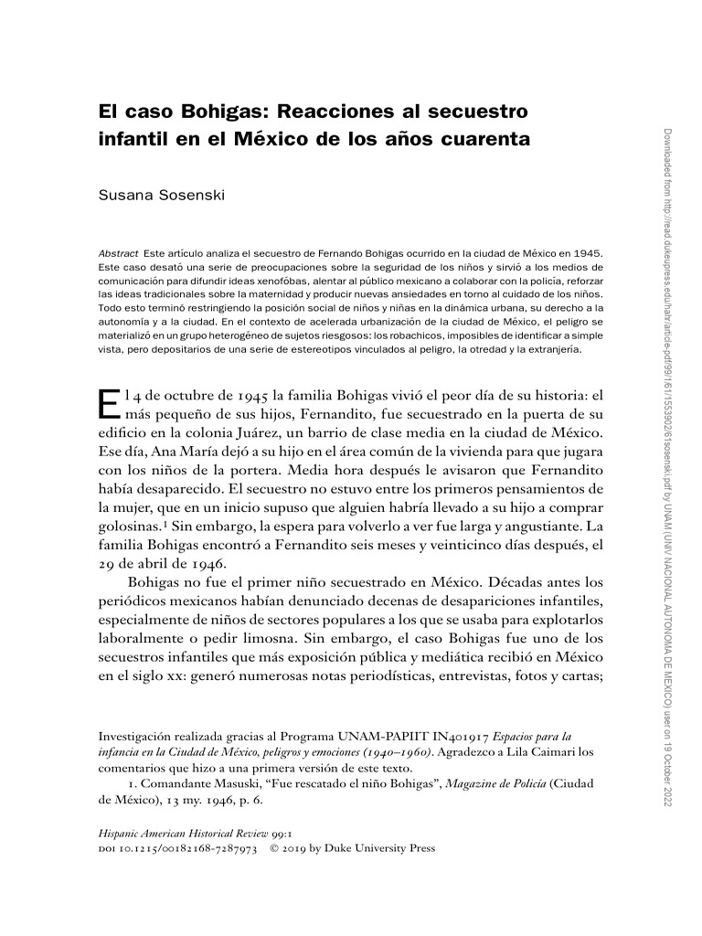 El Caso Bohigas - Susana Sosenski | PDF | México | Ciudad de México