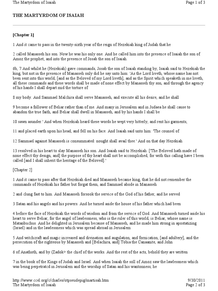 The Martyrdom of Isaiah | PDF | Isaiah | Hebrew Bible