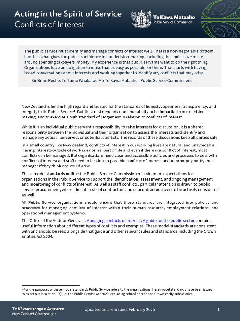Conflicts of Interest Model Standards | PDF | Conflict Of Interest ...
