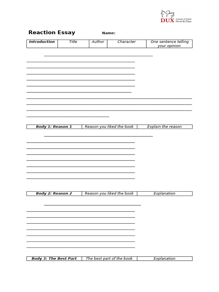 Template - Reaction Essay | PDF