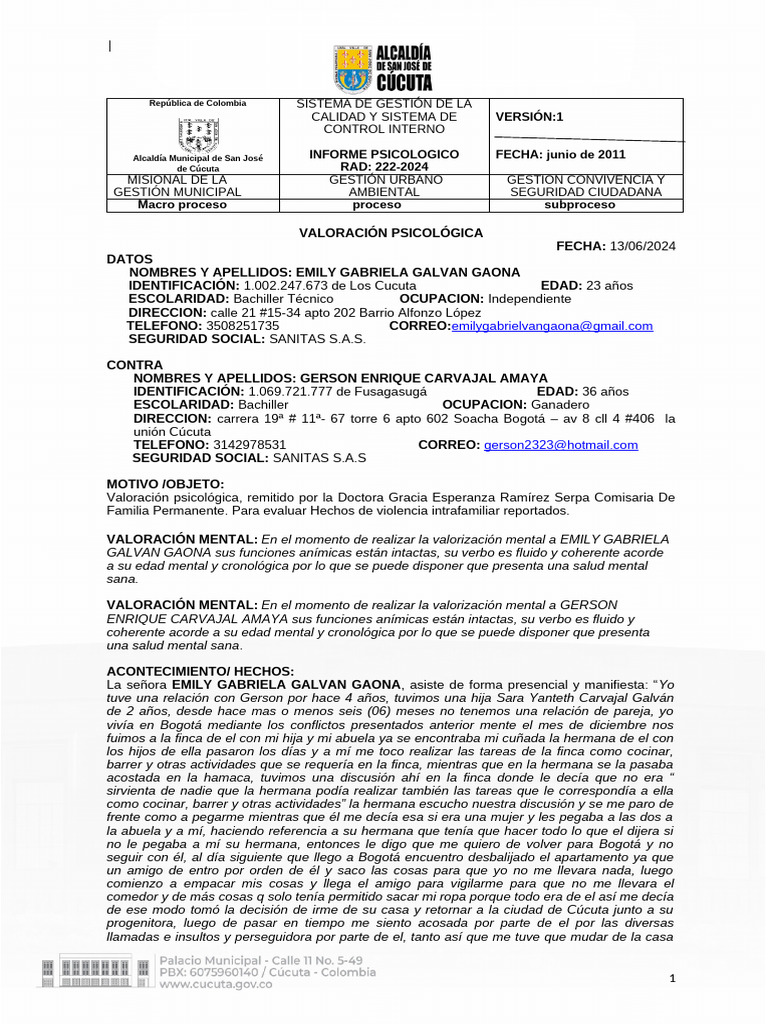 222. EMILY GALVAN Concpeto Psicologico Alexis | PDF | Las emociones ...