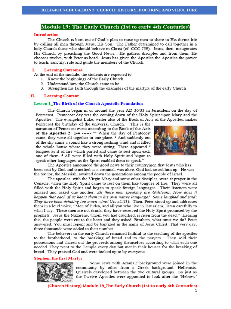 RE 3 - Module 19 - Early Church - Student | PDF | Paul The Apostle ...