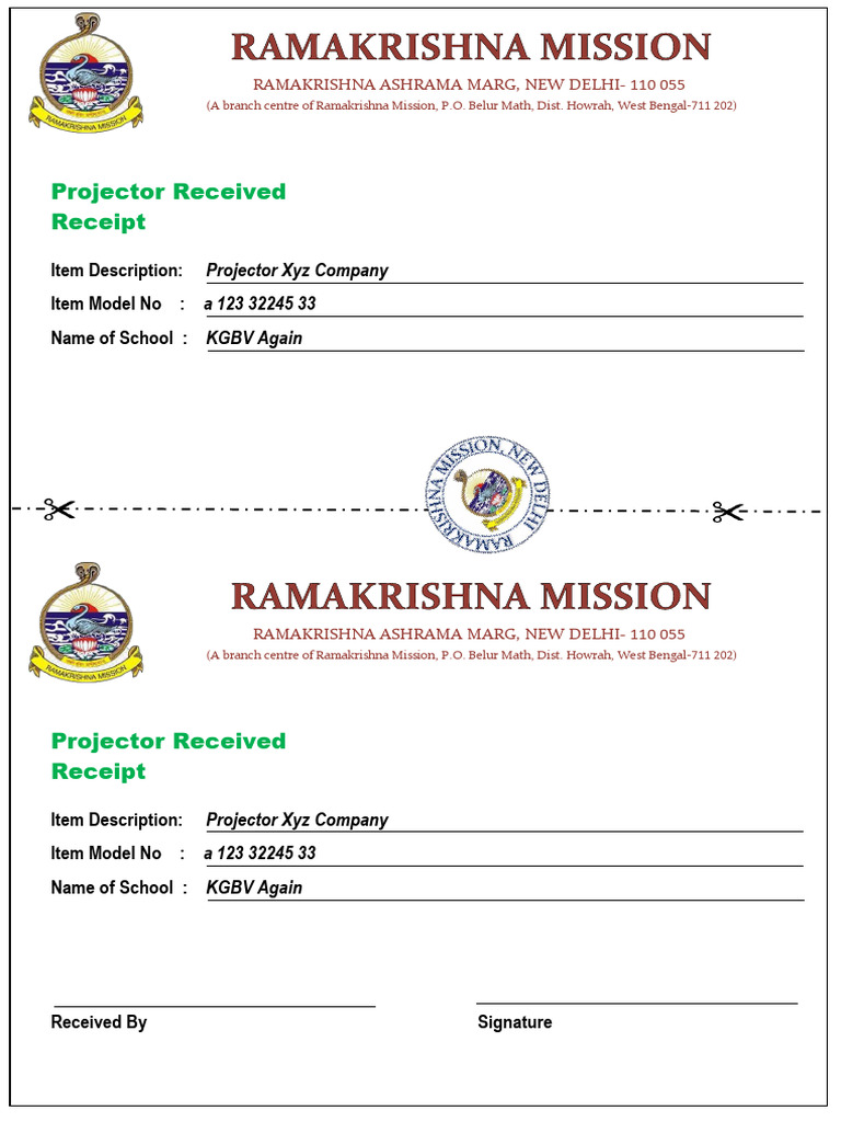 Projector Received RECEIPT | PDF