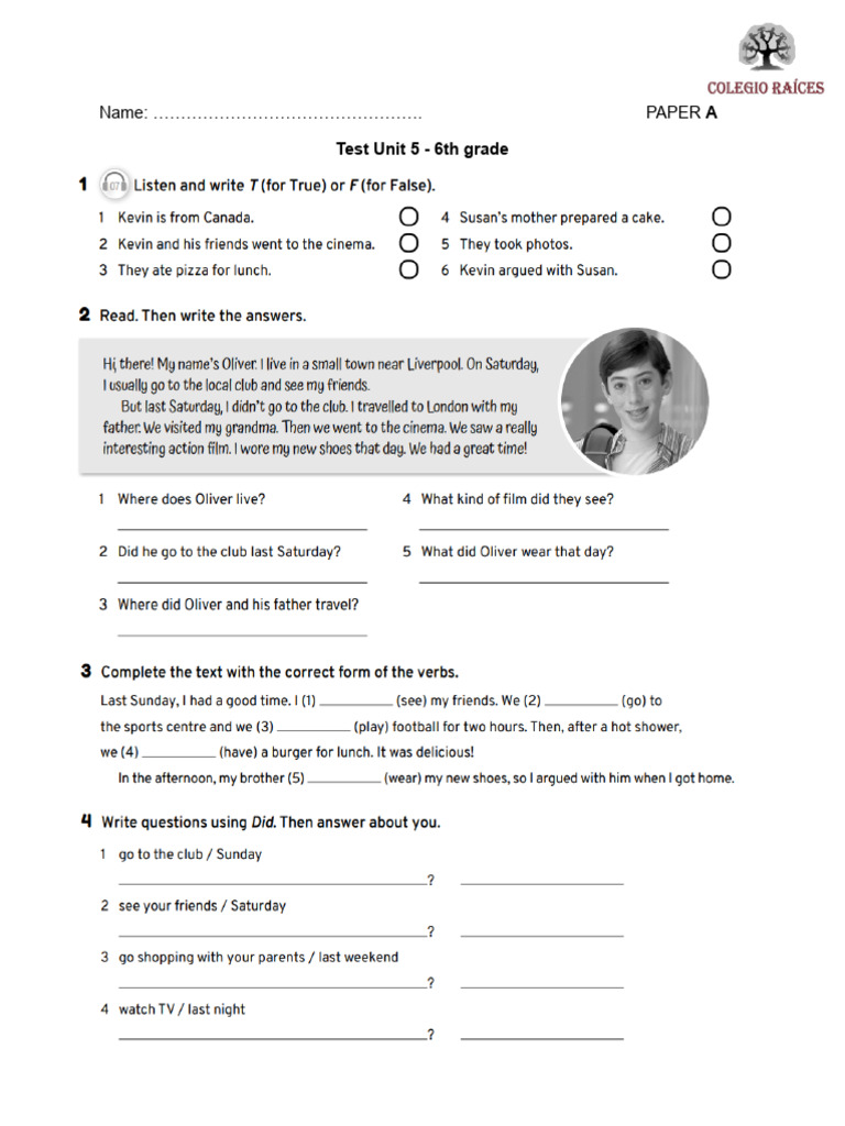 UNIT 5 Test - 6th Grade A and B | PDF