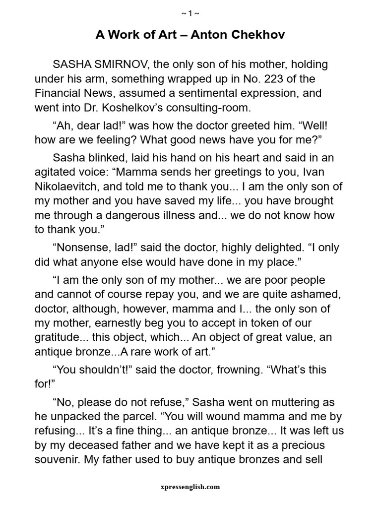 W2 Chekhov A Work of Art | PDF