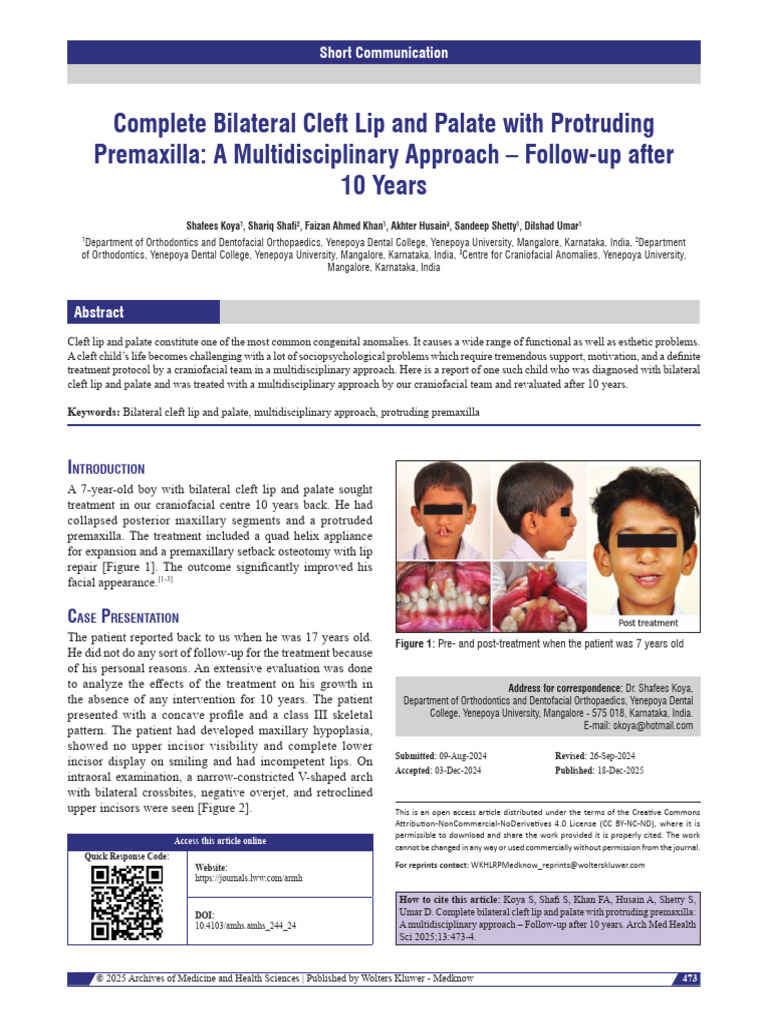 Complete Bilateral Cleft Lip and Palate With.29 | PDF | Medical ...
