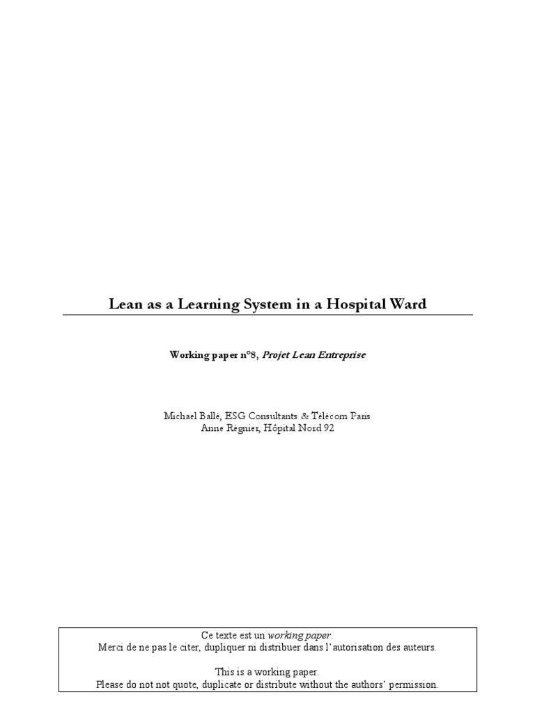 Implementing Lean as a Learning System to Improve Patient Care and ...