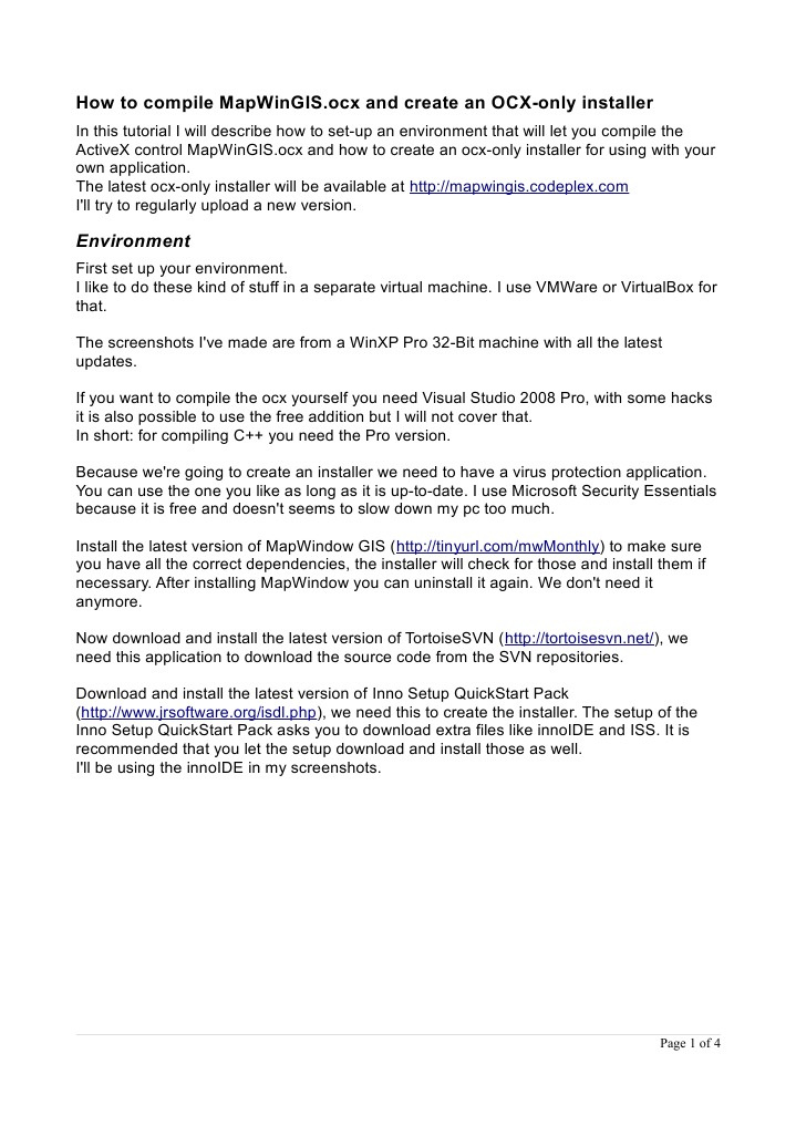 How To Compile MapWinGIS - Ocx and Create An OCX-Only Installer | PDF | Windows Xp | Microsoft ...
