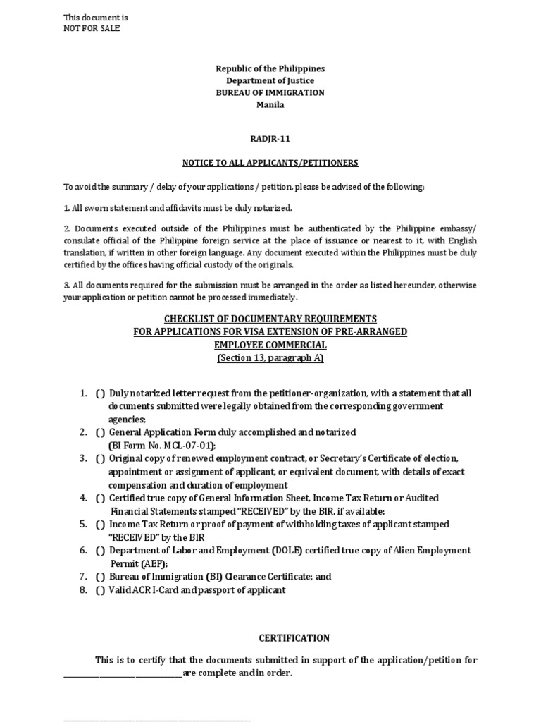 9G Visa Extension Application Checklist | PDF