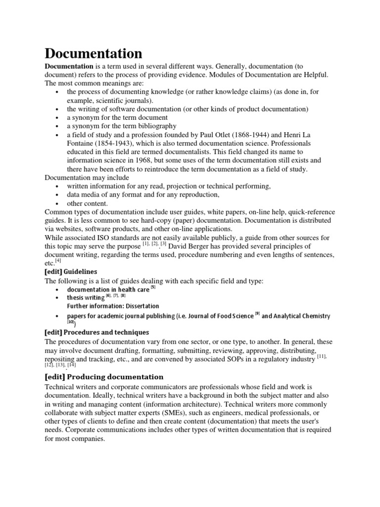 Documentation: Documentation Is A Term Used in Several Different Ways ...