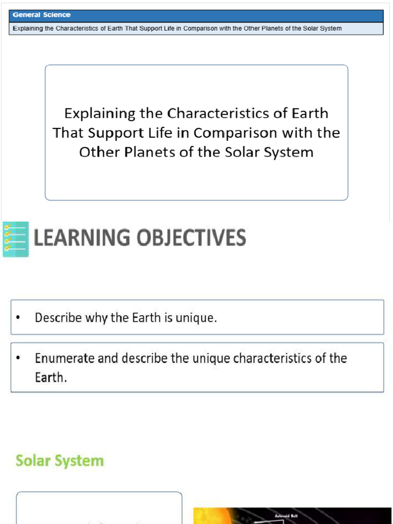 q4 Lesson 1 Characteristics of The Earth | PDF