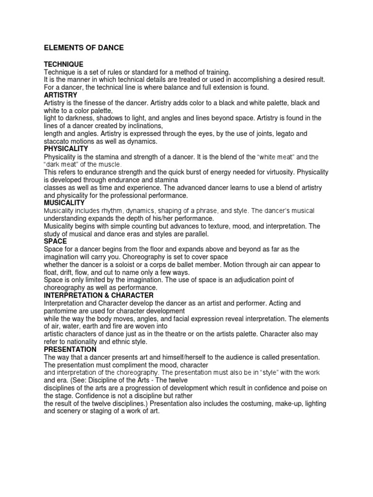 Elements Of Dance PDF Dances Tempo