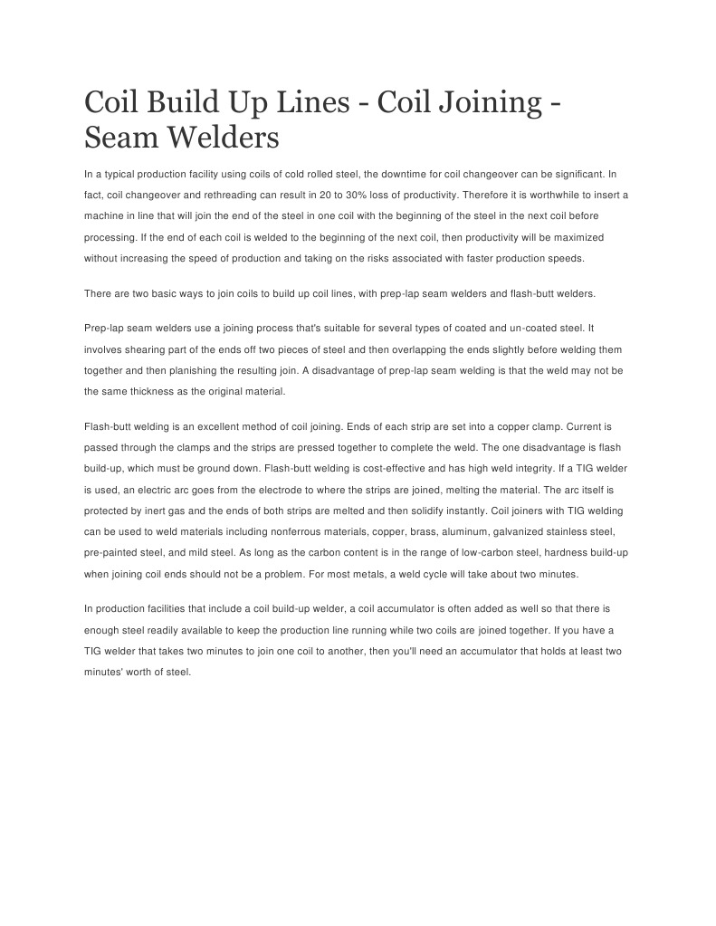 Coil Joining Techniques for Steel Production | PDF