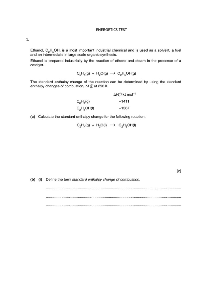 Energetics Test | PDF