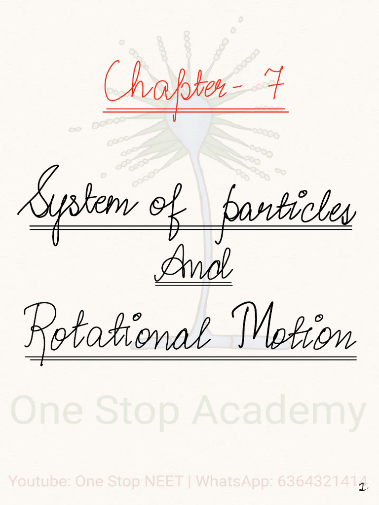 Class 11 - CH - 7 - System of Particles and Rotational Motion | PDF ...