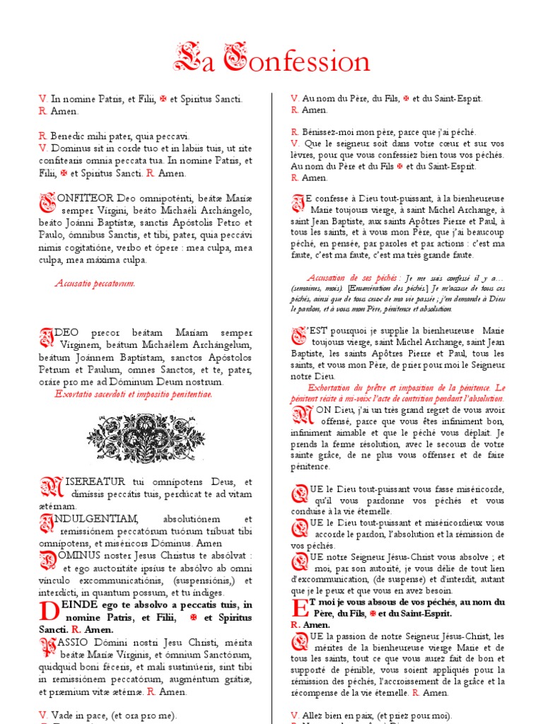 Livret de Confession | Pénitence | Saint-Esprit