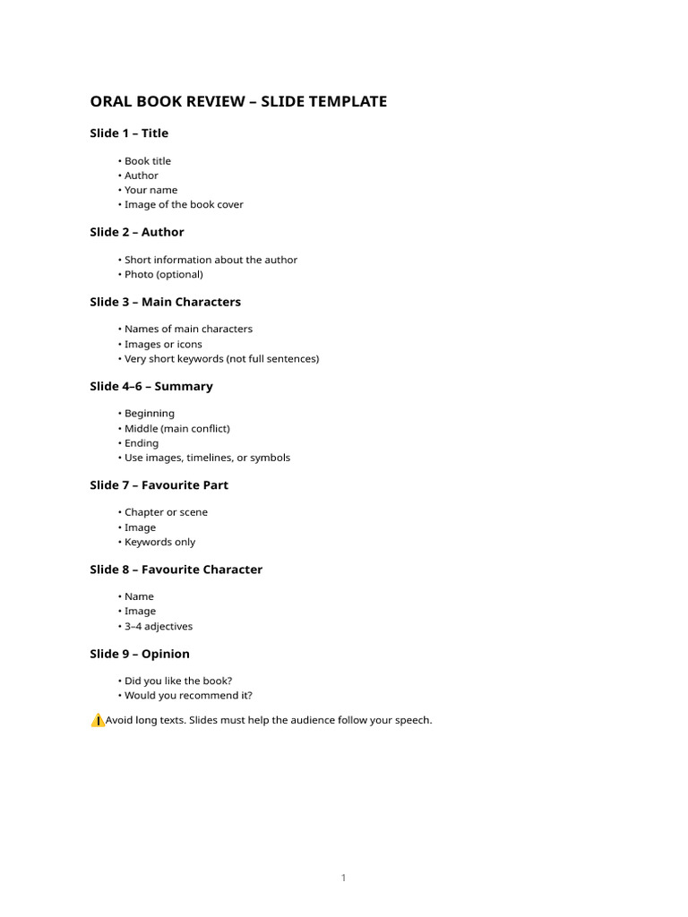 Oral Book Review - Slide Template | PDF