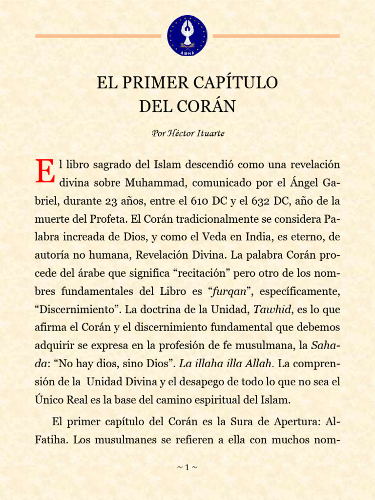 El Primer Capitulo Del Coran | PDF | Corán | Islam