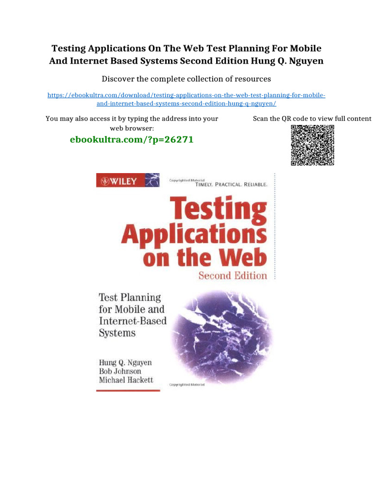 Testing Applications On The Web Test Planning For Mobile and Internet ...