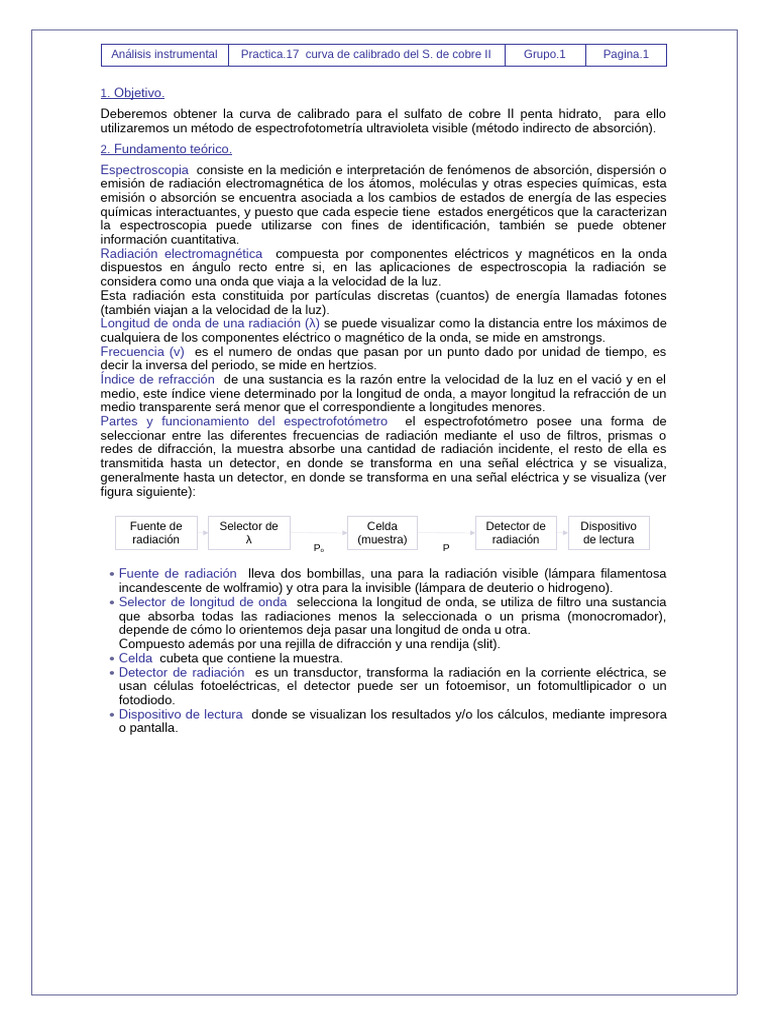 Practica 17 - Curva de Calibrado para El Sulfato de Cobre | PDF ...