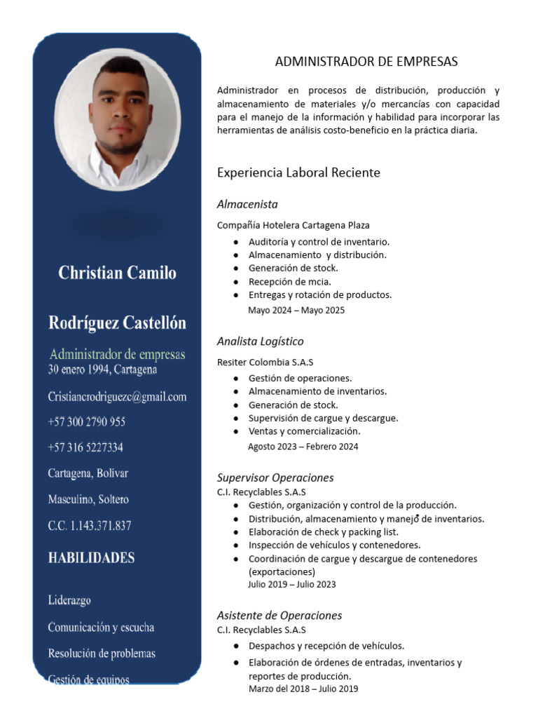 CV Christian Camilo Rodriguez Castellon | PDF | Empleo | Control ...