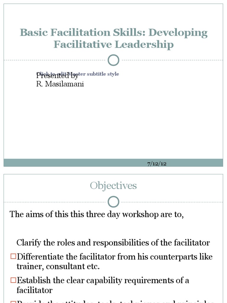 Basic Facilitation Skills: Developing Facilitative Leadership | PDF ...
