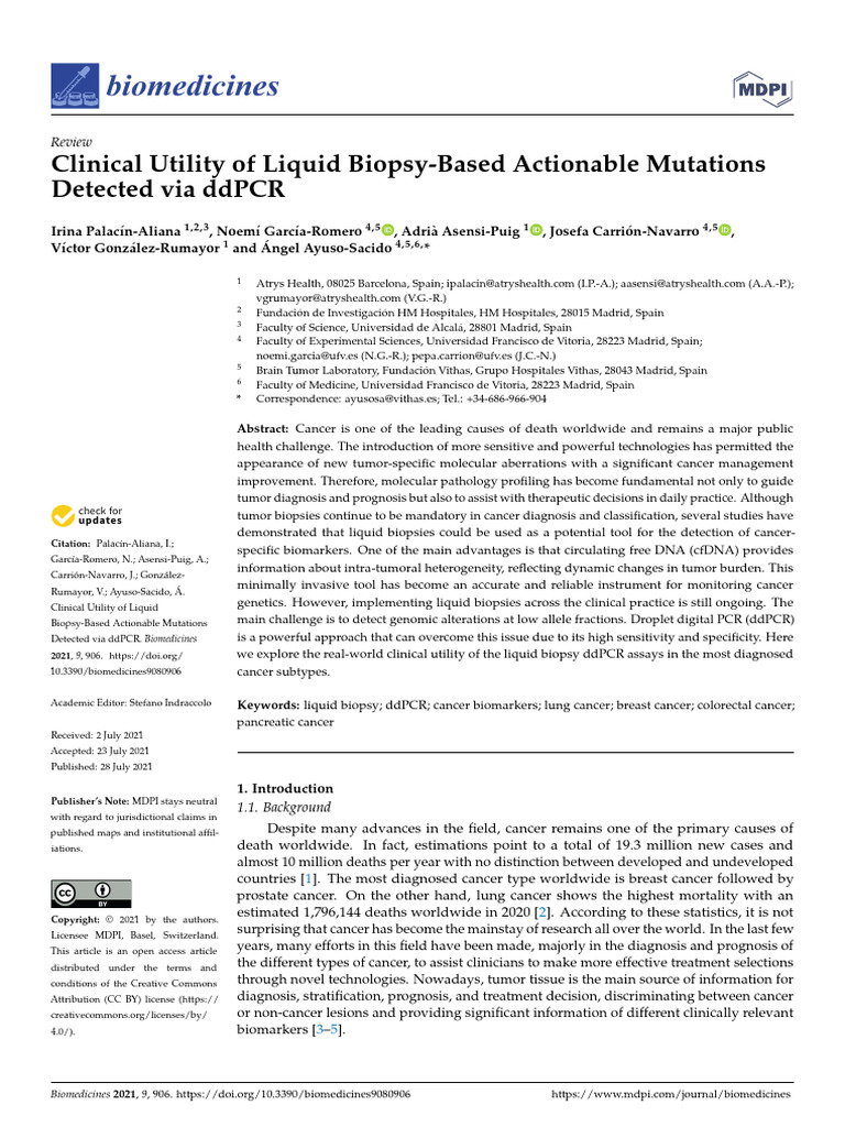 Clinical Utility of Liquid Biopsy-Based Actionable Mutations | PDF ...