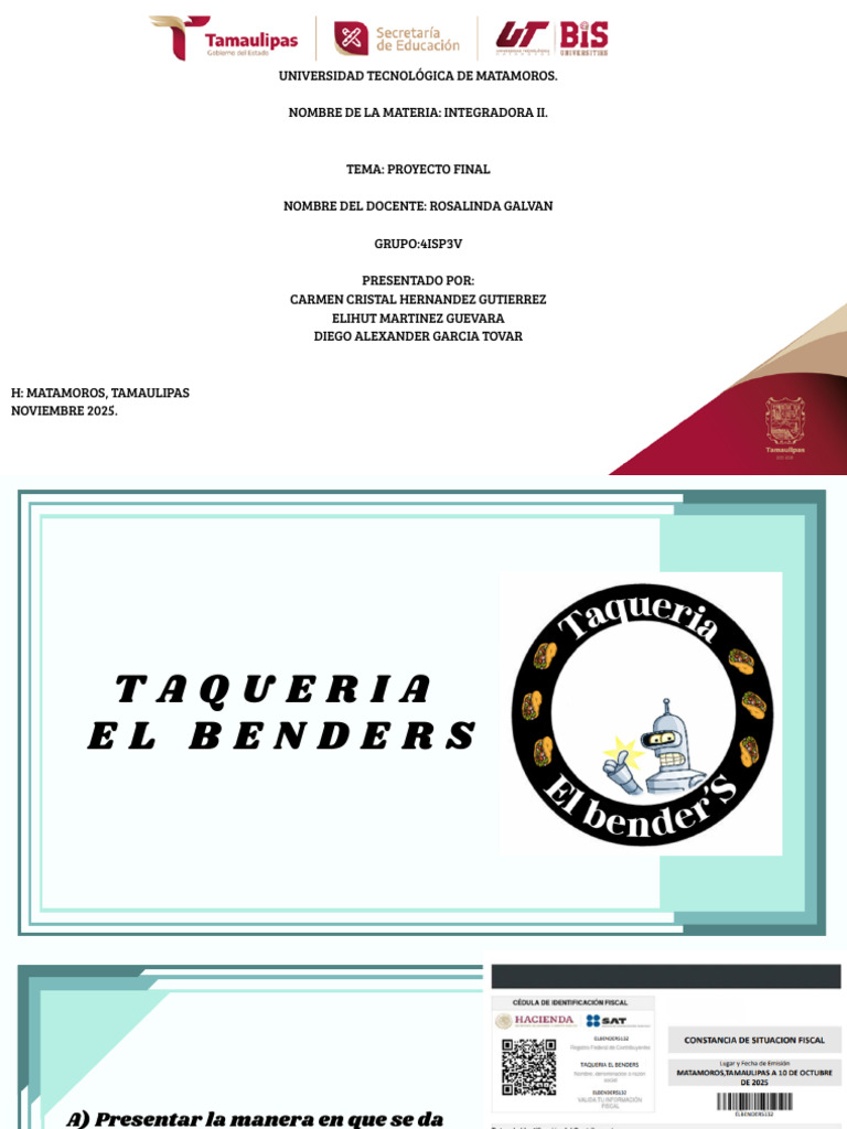 Taqueria El Benders | PDF | Taco | Presupuesto