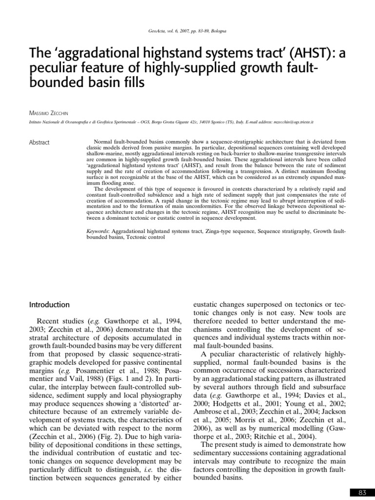 The 'Aggradational Highstand Systems Tract' (AHST) : A Peculiar Feature ...