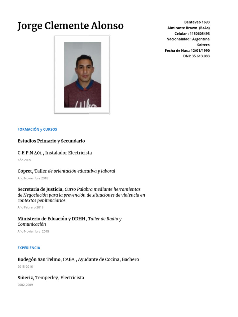 CV Jorge Alonso . Fundación Espartanos | PDF