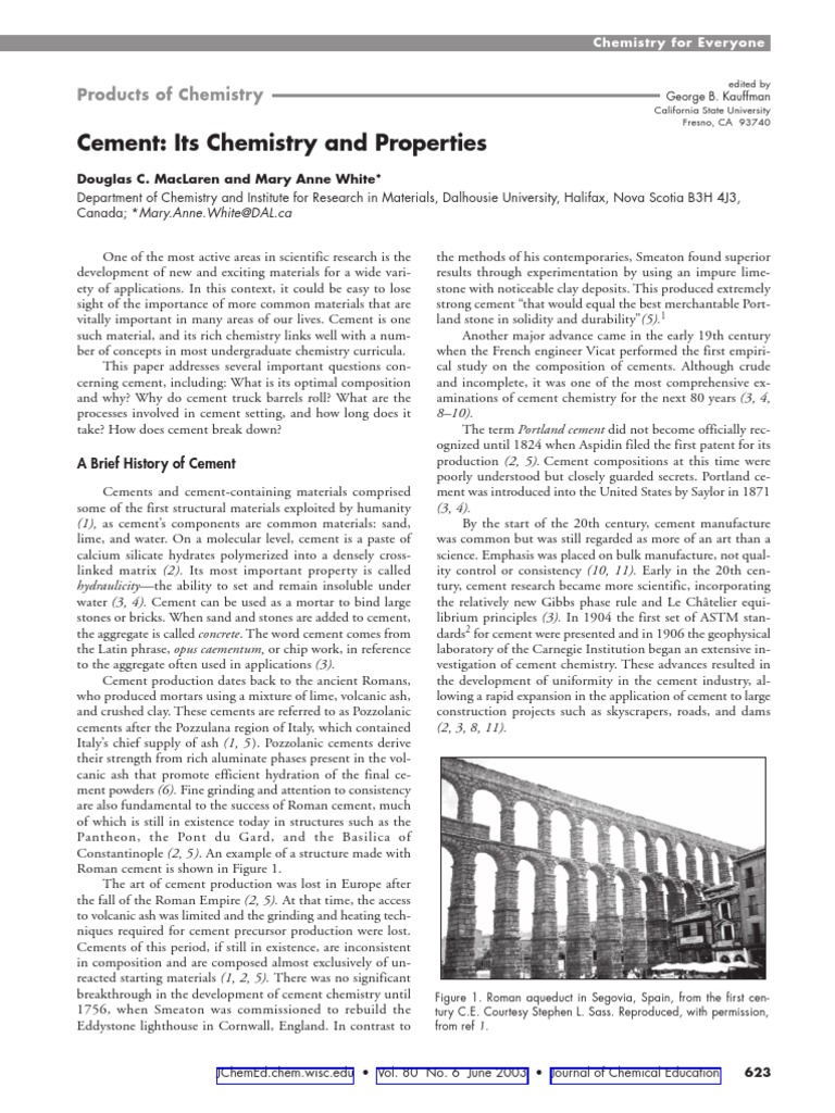 Chemistry of Cement Explained | PDF | Calcium | Silicon Dioxide