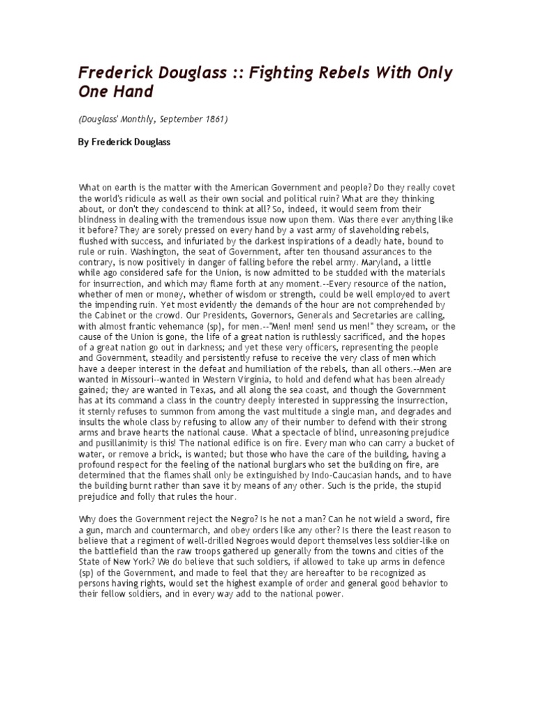 Frederick Douglass Fighting With One Hand | PDF | Unrest | Armed Conflict