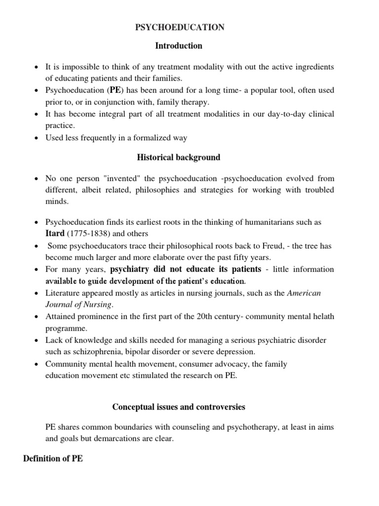 Psycho Education | PDF | Mental Disorder | Psychiatry
