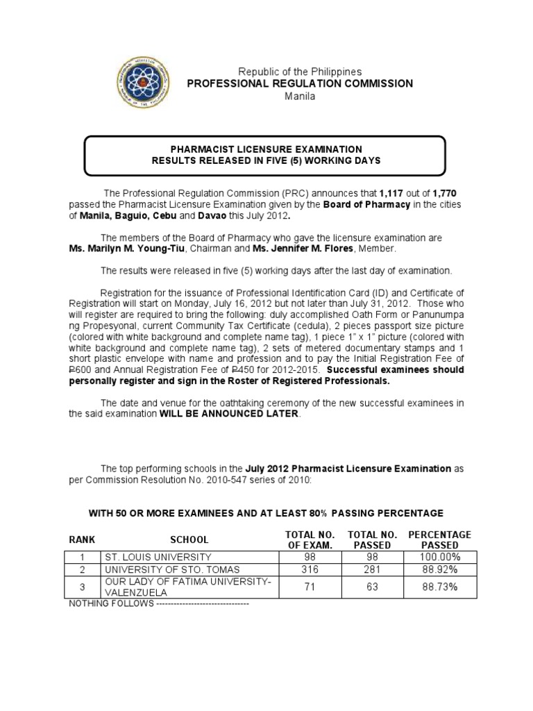 Republic of The Philippines Professional Regulation Commission Manila ...