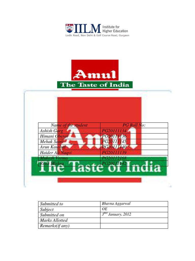 Report on the Supply Chain Management and Production Process of Amul ...