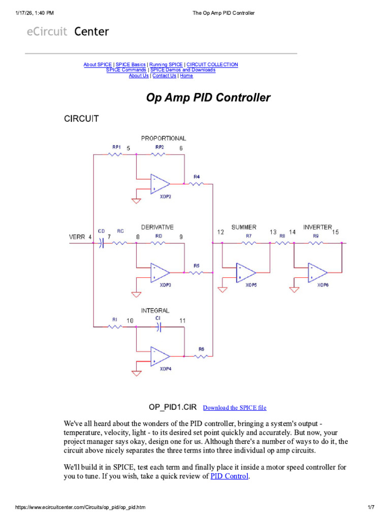 The Op Amp PID Controller | PDF