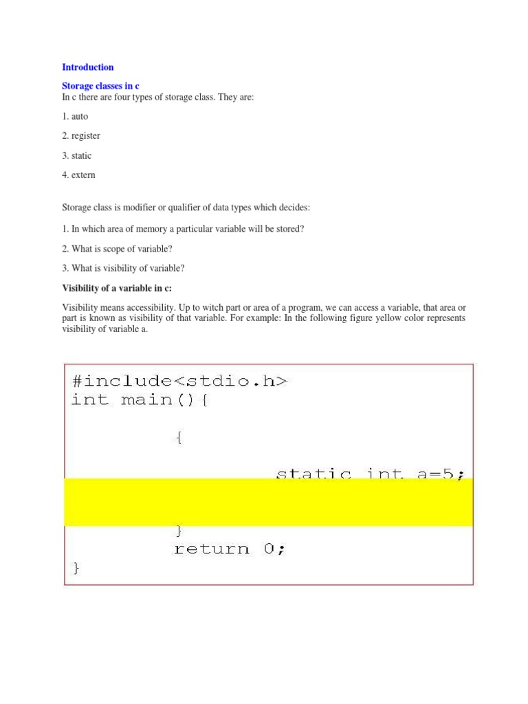 An In Depth Explanation Of Storage Classes In C Auto Register Static And Extern Variables