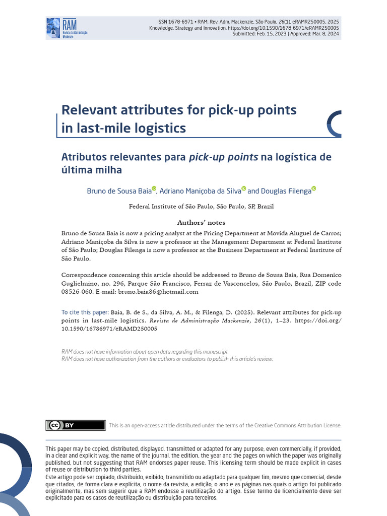 Relevant Attributes For Pick-Up Points in Last-Mile Logistics | PDF ...