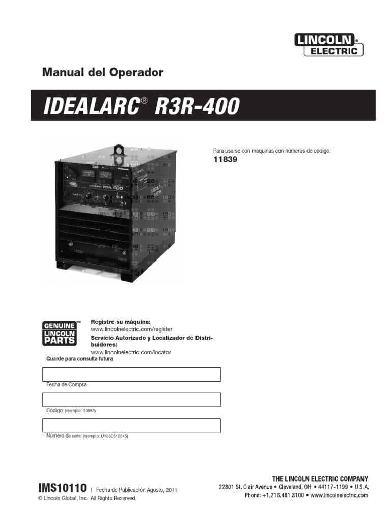 Maquina de Soldar Lincoln R3R-400 | PDF | Soldadura | Construcción