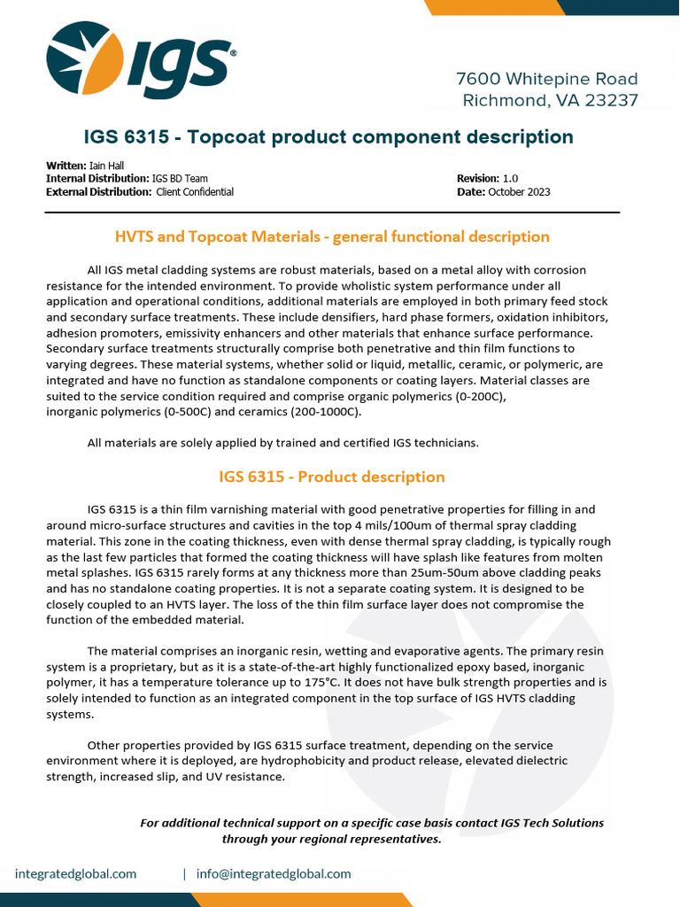 IGS - 6315 Topcoat System - PDS | PDF | Nuclear Fuel | Thin Film