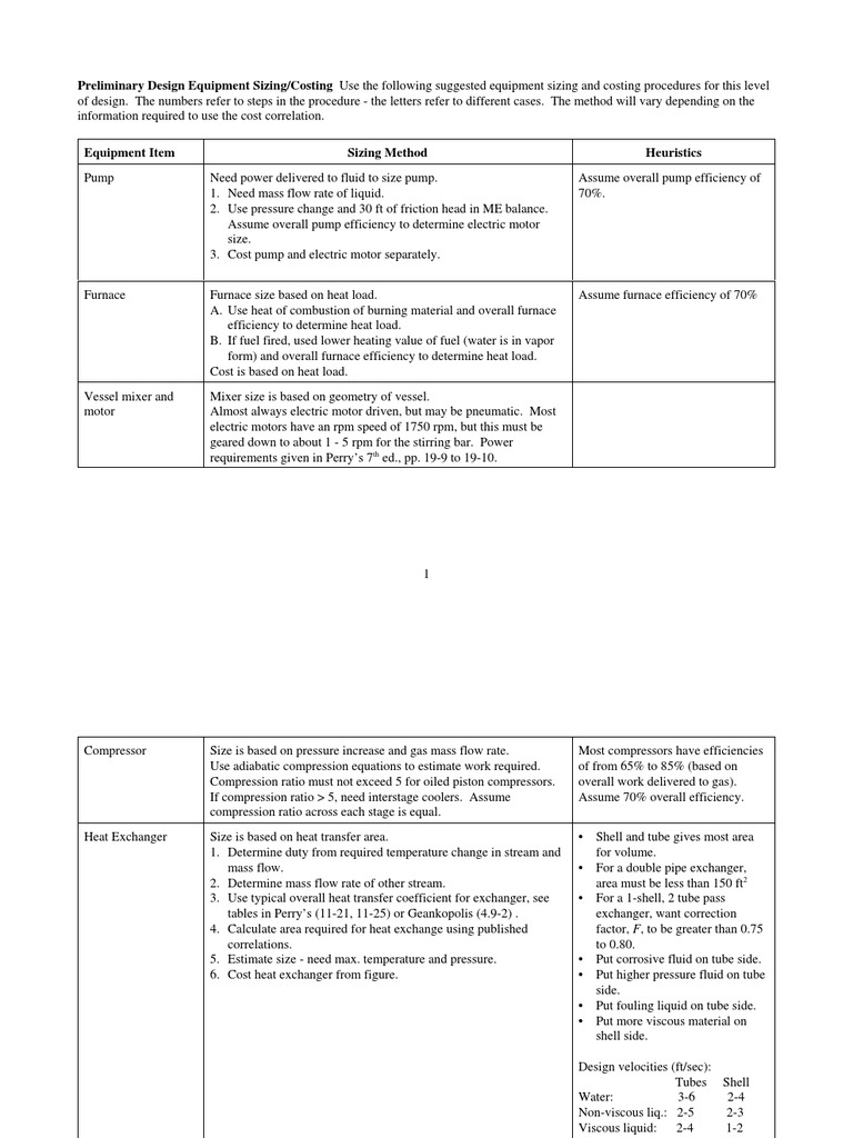 Equipment Sizing | PDF | Gas Compressor | Chemical Reactor
