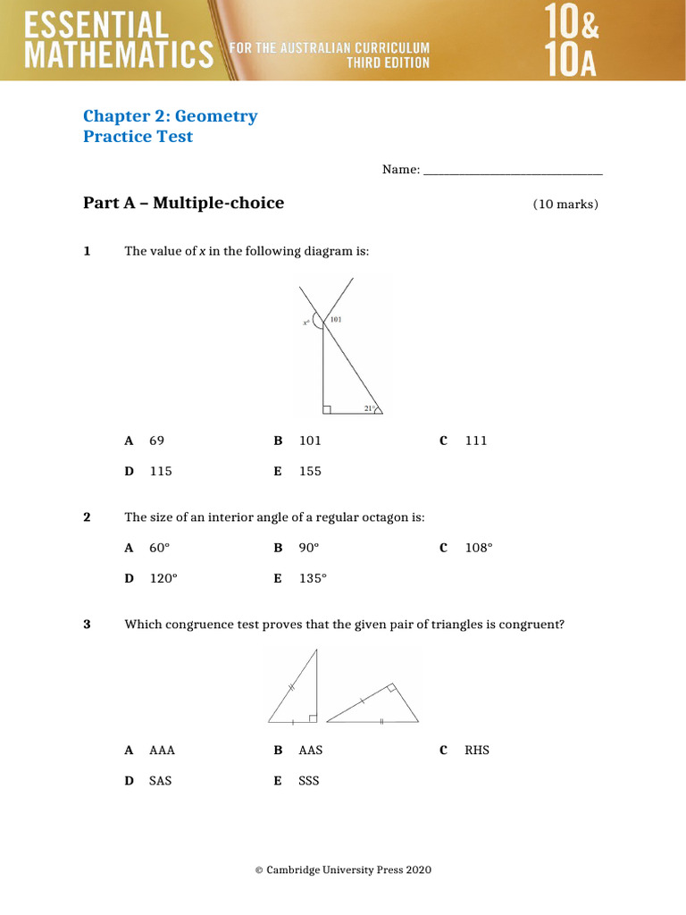 Geometry Practice Test | PDF | Geometric Shapes | Mathematics
